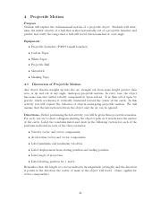 Lab 4 Projectile Motion Pdf 4 Projectile Motion Purpose Babe Will Explore The 2 Dimensional