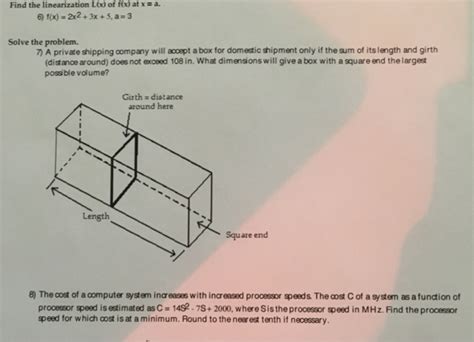 solved find the linearization l x of f x at x a 6 f x