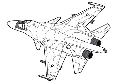 Раскраска Самолет Су-34 Защитник распечатать - Самолеты