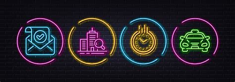 검사 확인 메일 및 시간 최소 라인 아이콘 웹 응용 프로그램 인쇄용 네온 레이저 3d 조명 벡터 건축에 대한 스톡 벡터 아트 및 기타 이미지 Istock