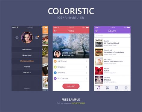 Simple Colorful Ios Android Ui Kit Psd Download Psd