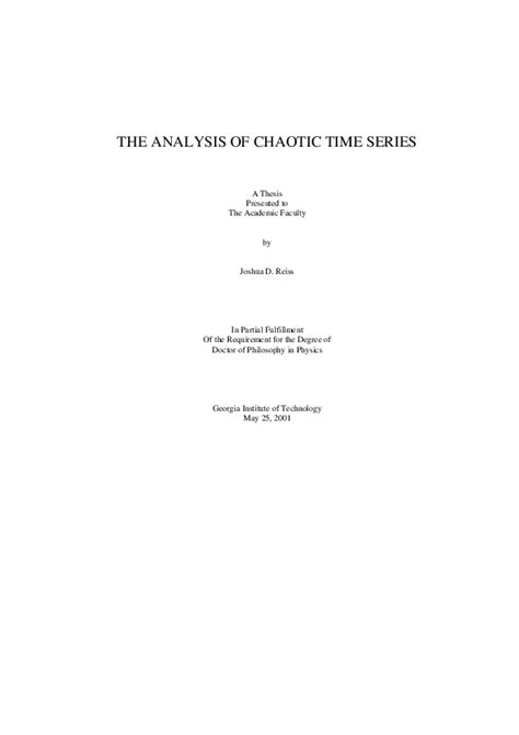 Pdf The Analysis Of Chaotic Time Series