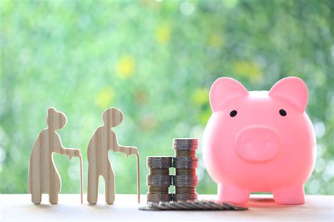 뮤추얼 펀드 자연 녹색 배경에 돼지 저금통과 동전 돈의 수석 및 스택 미래에 대한 준비와 연금 은퇴 개념에 대한 돈을 절약 은퇴에 대한 스톡 사진 및 기타 이미지 Istock