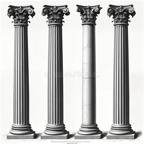 Antique Vintage Illustration Shows Three Different Columns Elegant Design Elements Of Antique