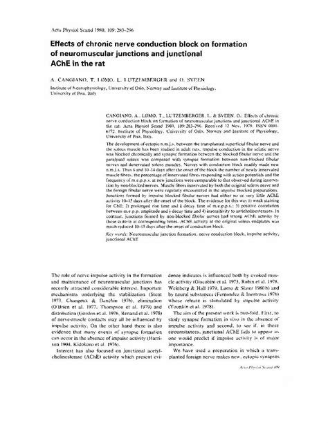 Pdf Effects Of Chronic Nerve Conduction Block On Formation Of