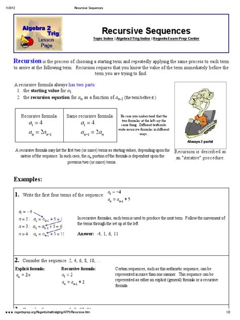 recursive sequences pdf recursion sequence
