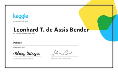 Leonhard T De Assis Bender Completed The Pandas Course On Kaggle