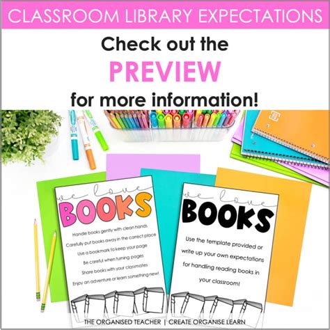 Editable Classroom Library Expectations Posters Caring For Classroom Books