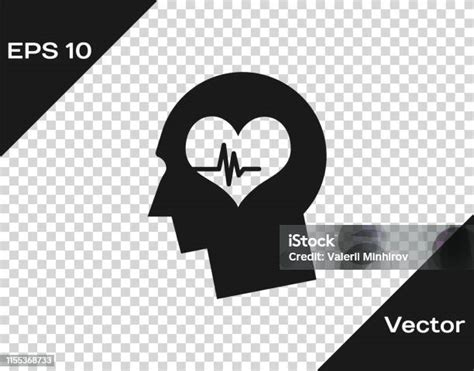 투명 한 배경에 고립 된 심장 박동 아이콘이 있는 회색 남성 머리 정신 건강 의료 및 의료 사인 머리 벡터 일러스트 감정에 대한 스톡 벡터 아트 및 기타 이미지 Istock
