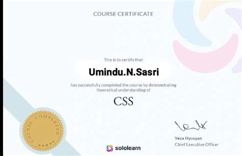 Coursecertificate Sololearn Css Umindu N Sasri