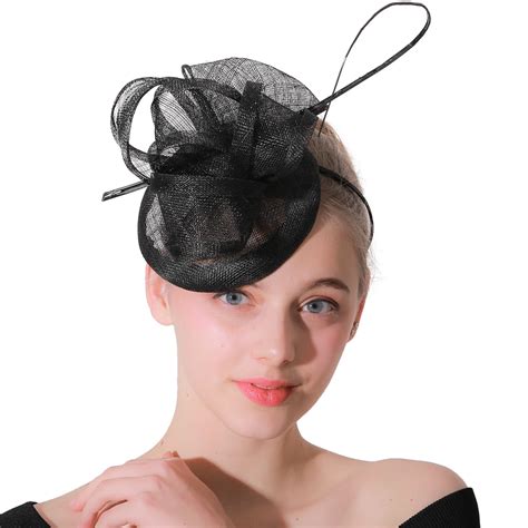 블랙 Fascinators 린넨 헤어 액세서리 웨딩 메쉬 베일 모자 여성 장식품 헤드 피스 신부 로얄 Fascinator 새로운