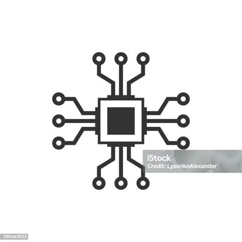 플랫 스타일의 컴퓨터 칩 아이콘 흰색 절연 배경에 회로 기판 벡터 그림입니다 Cpu 프로세서 비즈니스 개념입니다 Cpu에 대한 스톡 벡터 아트 및 기타 이미지 Istock