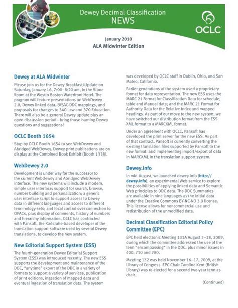 Dewey Decimal Classification Oclc
