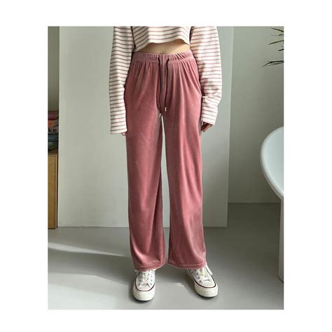 오노마 Onm 여성 여자 벨로아 허리밴딩 와이드 통바지 겨울 팬츠