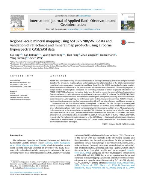 Pdf Regional Scale Mineral Mapping Using Aster Vnirswir Data And