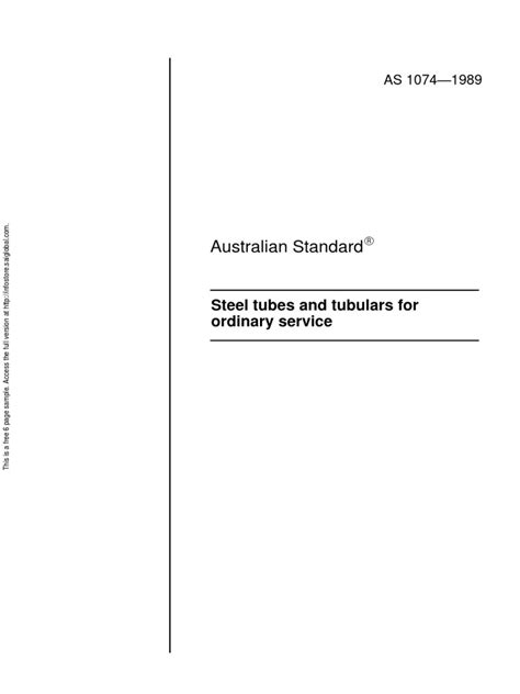 As 1074-1989 Steel Tubes and Tubulars For Ordinary Service | PDF | Pipe ...