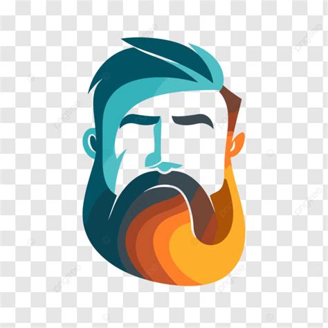 수염과 머리를 가진 귀여운 남자 얼굴 벡터 로고 흰색 배경에 수염이 있는 단순한 다채로운 아이콘 그림자 없음 작은 프레임 중앙 Png 일러스트 및 벡터 에 대한 무료