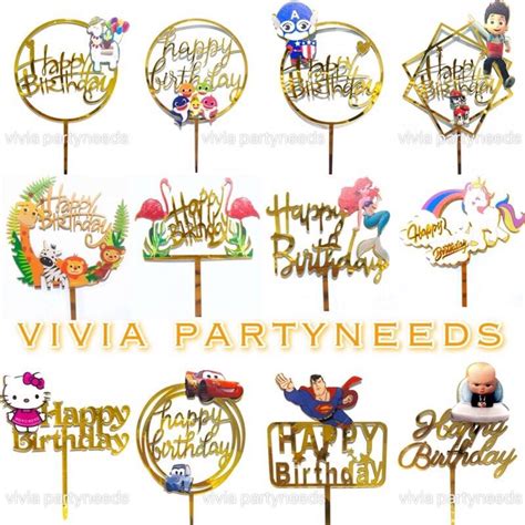 Glitter Acrylic Gold Cake Topper Decoration Character Lazada Ph