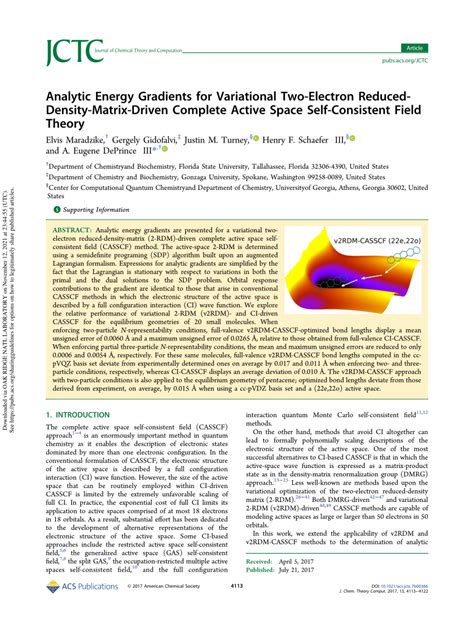 Pdf Analytic Energy Gradients For Variational Two Electron Reduced Density Matrix Driven