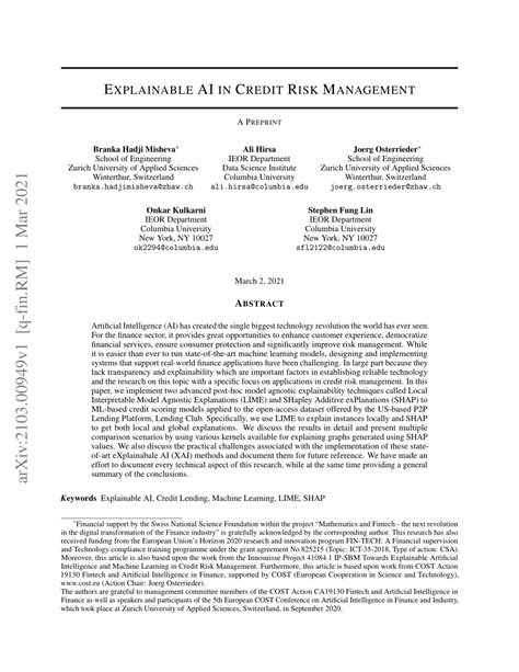 Pdf Explainable Ai In Credit Risk Management
