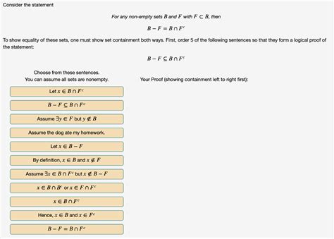 Solved Consider The Statement For Any Non Empty Sets B And F Chegg
