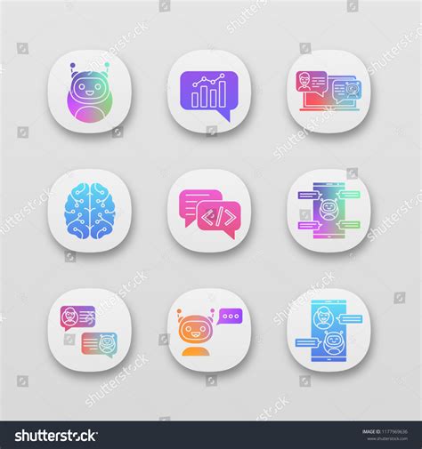 Chatbots App Icons Set Uiux User Stock Vector Royalty Free 1177969636