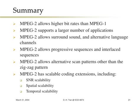 ppt mpeg 2 digital video coding standard powerpoint presentation