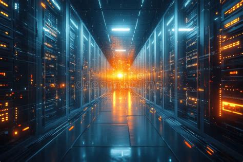 Data Center Operations Modern Facility Digital Content High Tech Environment Futuristic