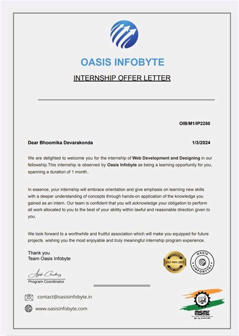 Bhoomika Devarakonda On Linkedin Oasisinfobyte Internshipoffer Webdevelopment Designing