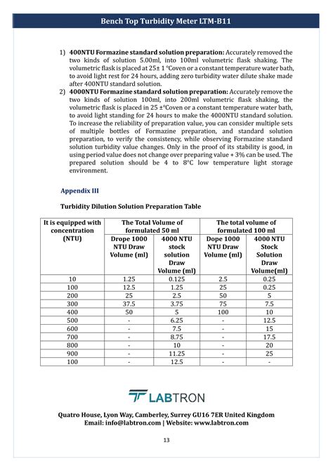 Bench Top Turbidity Meter Ltm B11 Operating Manual Labtron