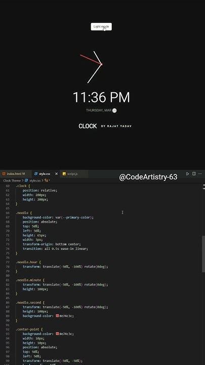 theme clock using html css and javascript coding clock shorts