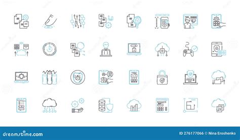 Confidential Data Linear Icons Set Privacy Encryption Security Access Sensitive Protection