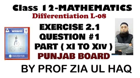Class 12 Maths Exercise 21 Question 1 Part Xi To Xiv Chapter 2 Differentiation Youtube
