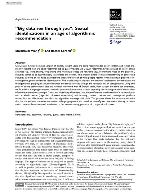 Pdf “big Data See Through You” Sexual Identifications In An Age Of