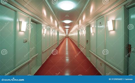 Maritime Vessel Hallway Passageway Aboard Cruise Shipai Generated