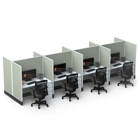 Hot Desk 39h Integrated Power Office Cubicle Desk 53h 8pack Cluster