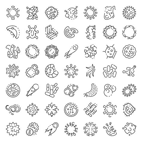 Premium Vector Bacteria Icons Set Outline Style