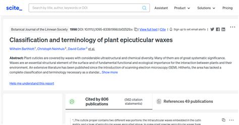 Classification And Terminology Of Plant Epicuticular Waxes
