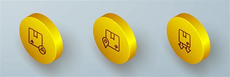 아이소메트릭 라인 판지 판지 상자 위치 및 골판지 교통 기호 아이콘을 설정합니다 벡터 3차원 형태에 대한 스톡 벡터 아트 및 기타 이미지 3차원 형태 감시 교통