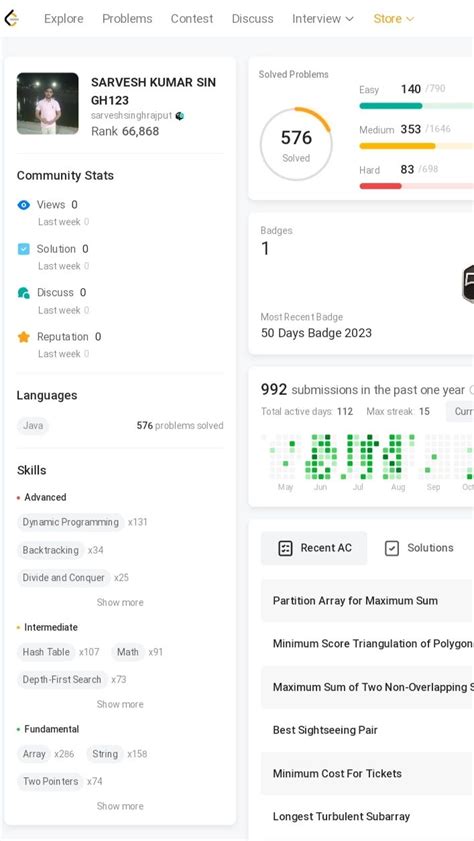 s sarvesh on linkedin i solved 576 question on leetcode lnkd