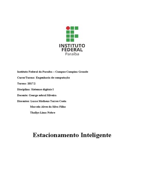 Relatório Estacionamento Inteligente Pdf Arduino Linguagem De