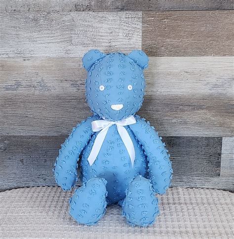 Blue Chenille Teddy Bear Etsy