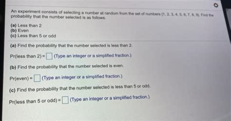 solved an experiment consists of selecting a number at