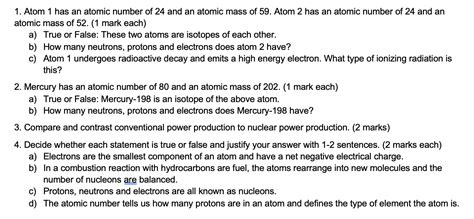 Solved Atom Has An Atomic Number Of And An Atomic Chegg Com