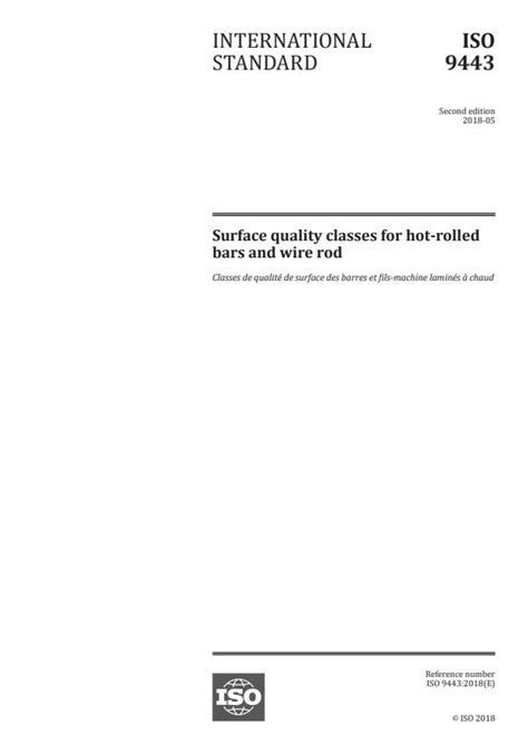 ISO 9443:2018 - Surface quality classes for hot-rolled bars and wire rod