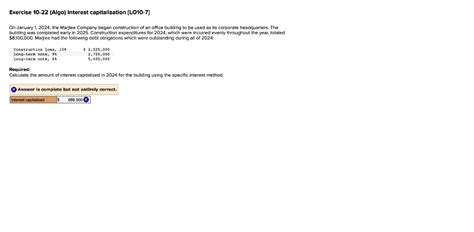 Exercise 10 22 Algo Interest Capitalization Lo10 7 On January 1 2024 The Marjlee Company