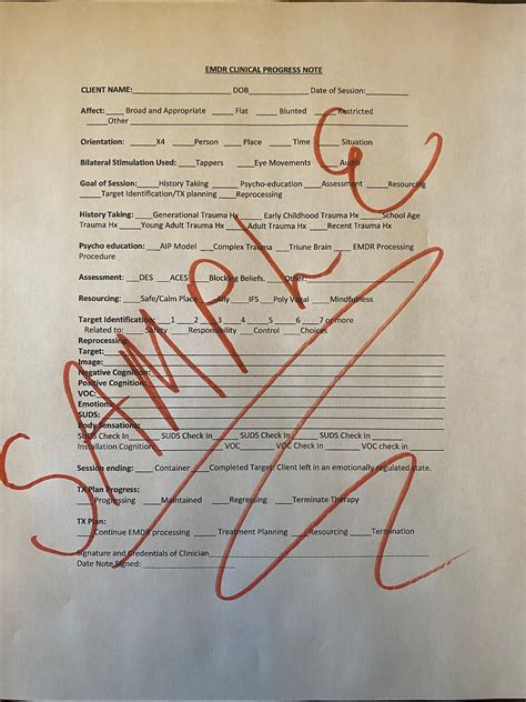 EMDR Progress Note Printable For ALL 8 Phases Etsy