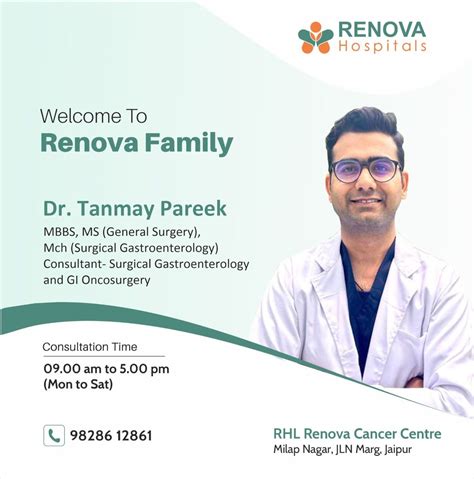 We Are Proud To Welcome Dr Tanmay Pareek As Consultant Surgical Gastroenterology And Gi Onco