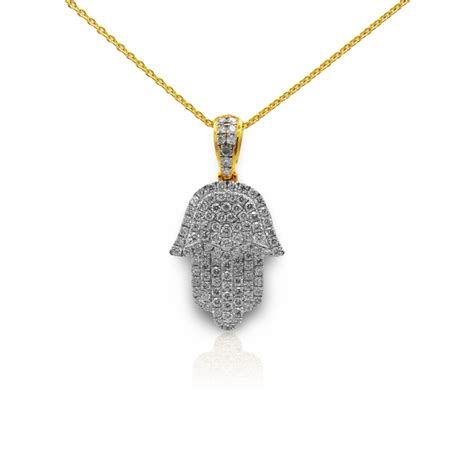 Charitybuzz 14k Yellow Gold Hamsa Diamond Pendant Necklace