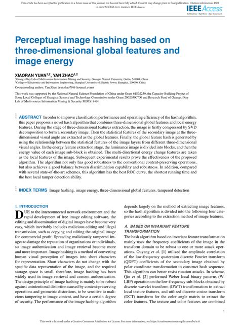 Pdf Perceptual Image Hashing Based On Three Dimensional Global